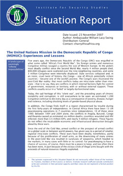 Situation Report: The United Nations Mission in the Democratic Republic ...